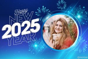 Beautiful New year 2025 photo frames with balloon backgrounds